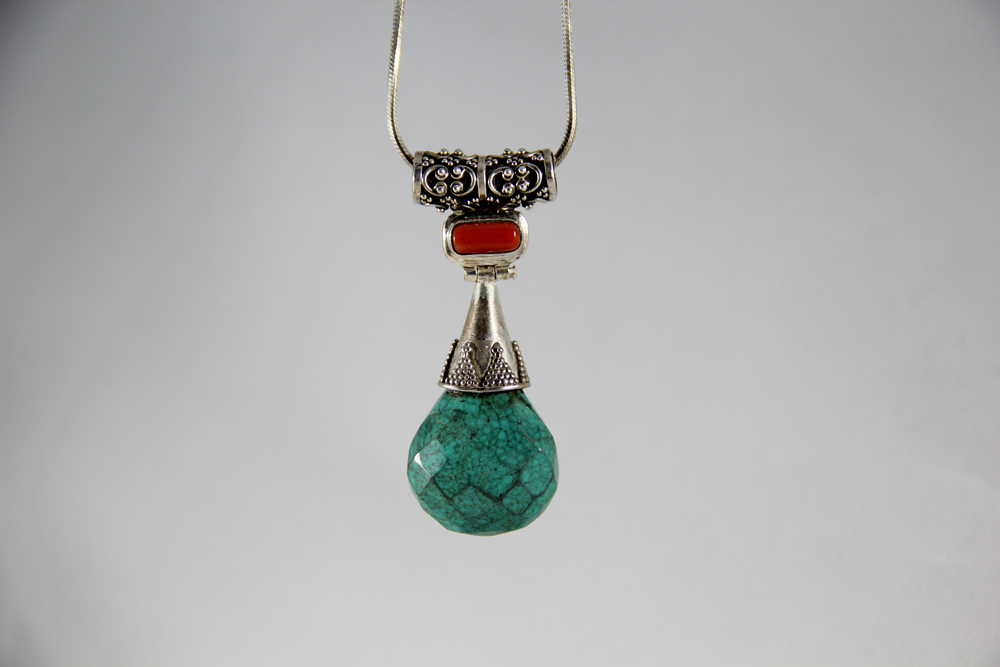 Turquoise with Coral Pendant